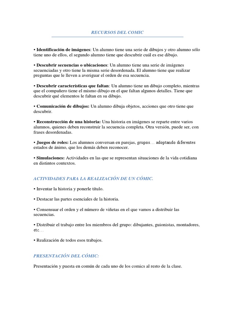 Recursos Del Comic | PDF