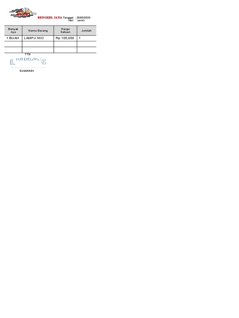 Contoh Nota Toko Sederhana | PDF