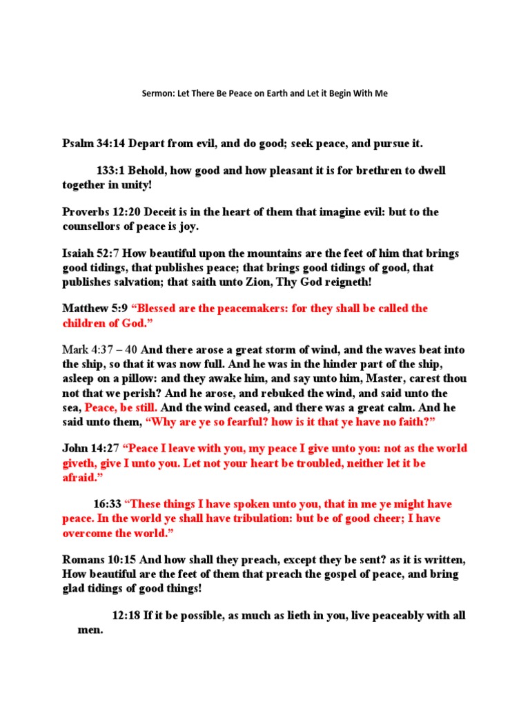 Sermon On Peace - Final | PDF | Jesus | Peace