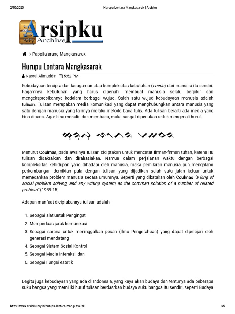 Aksara Lontara: Warisan Budaya Bugis-Makassar | PDF