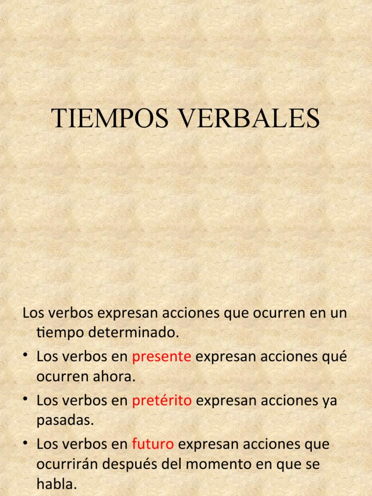 TIEMPOS VERBALES Grado Cuarto | PDF