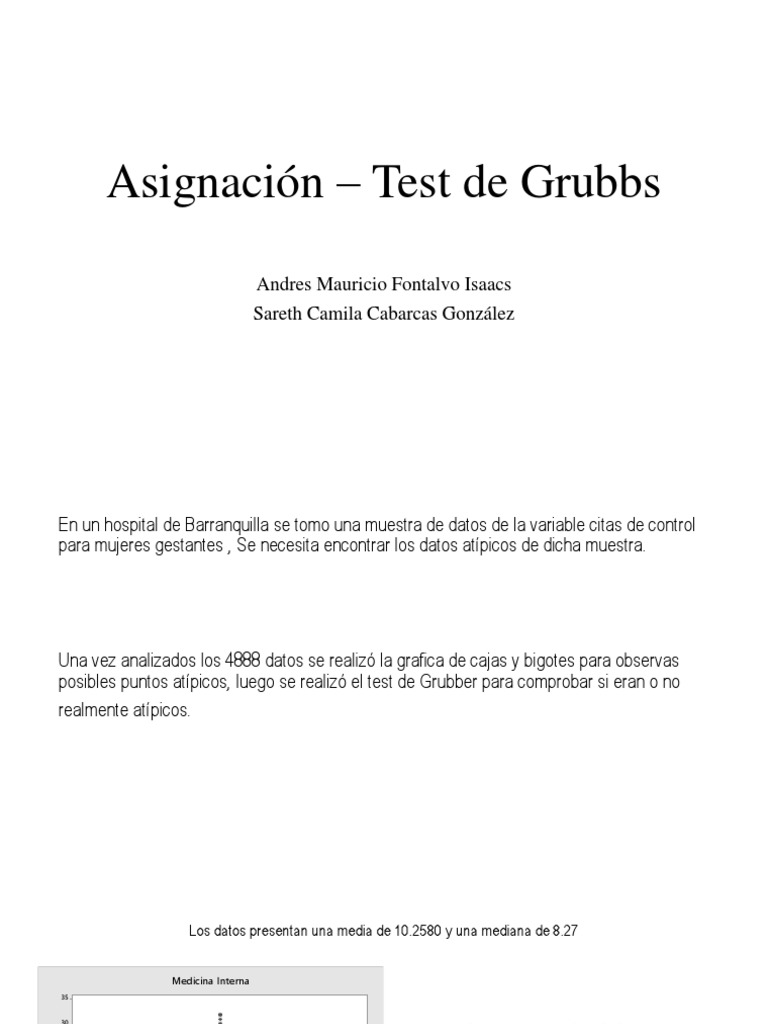 Asignación - Test de Grubbs | PDF | Science | Ciencia y Tecnología