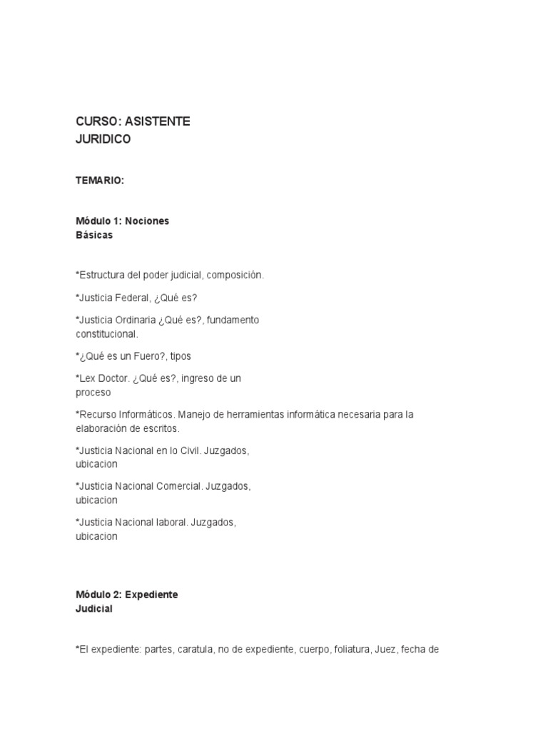 Curso Asistente Juridico | PDF | Archivo de computadora | Federación
