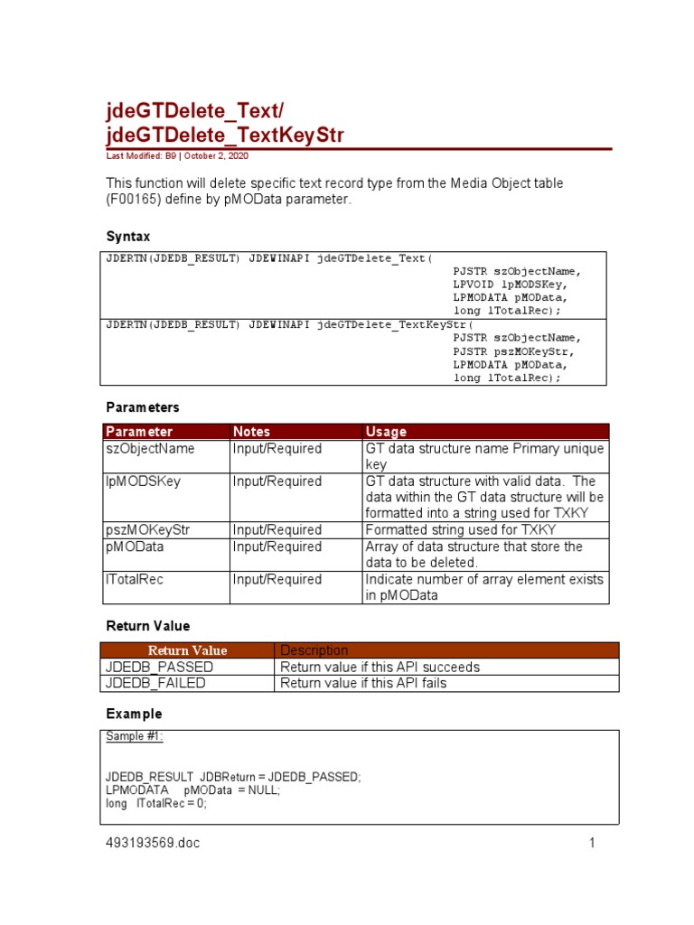 Jdegtdelete - Text/ Jdegtdelete - Textkeystr: Syntax | PDF | Array Data ...