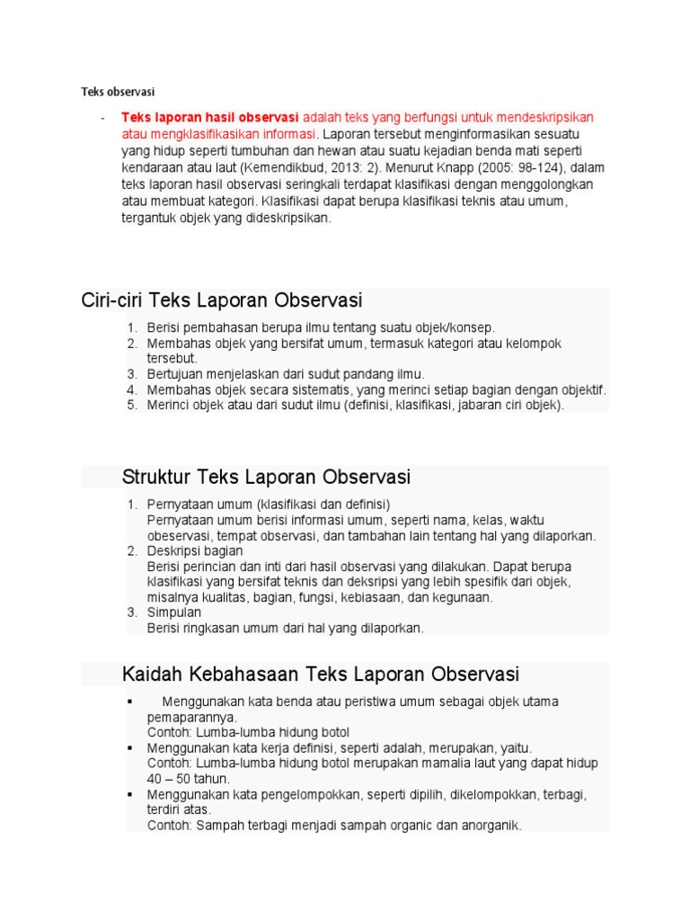 Teks Observasi | PDF | Kajian Bahasa Asing