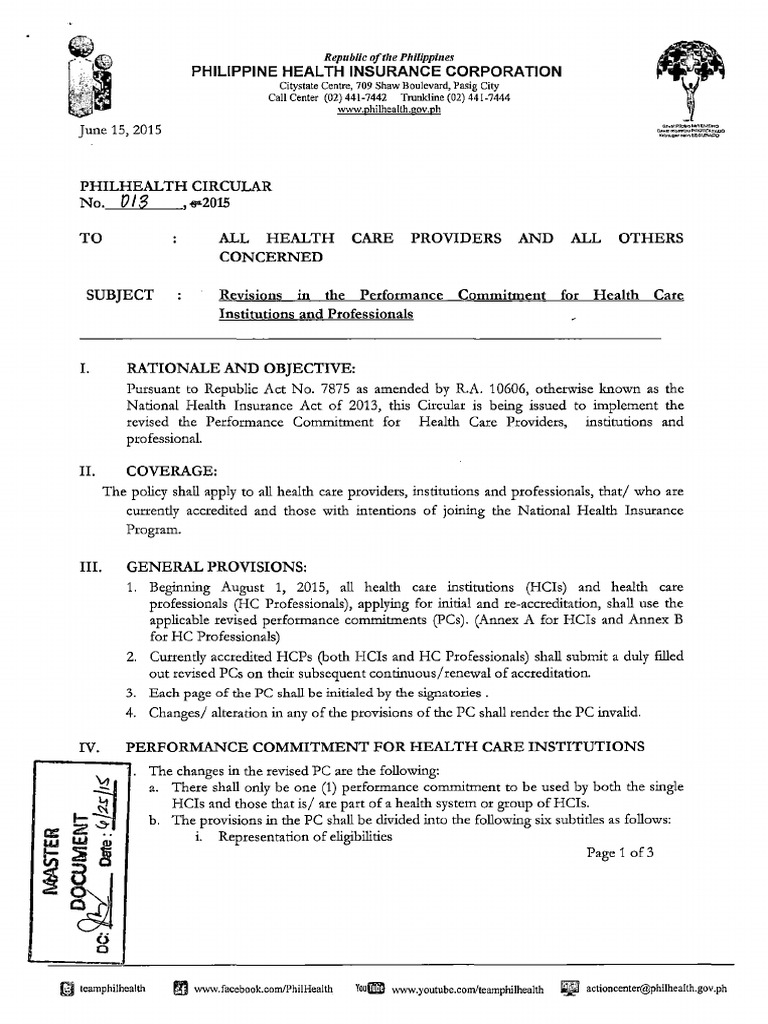 Philhealth Circular 013-2015 | PDF | Health Economics | Government
