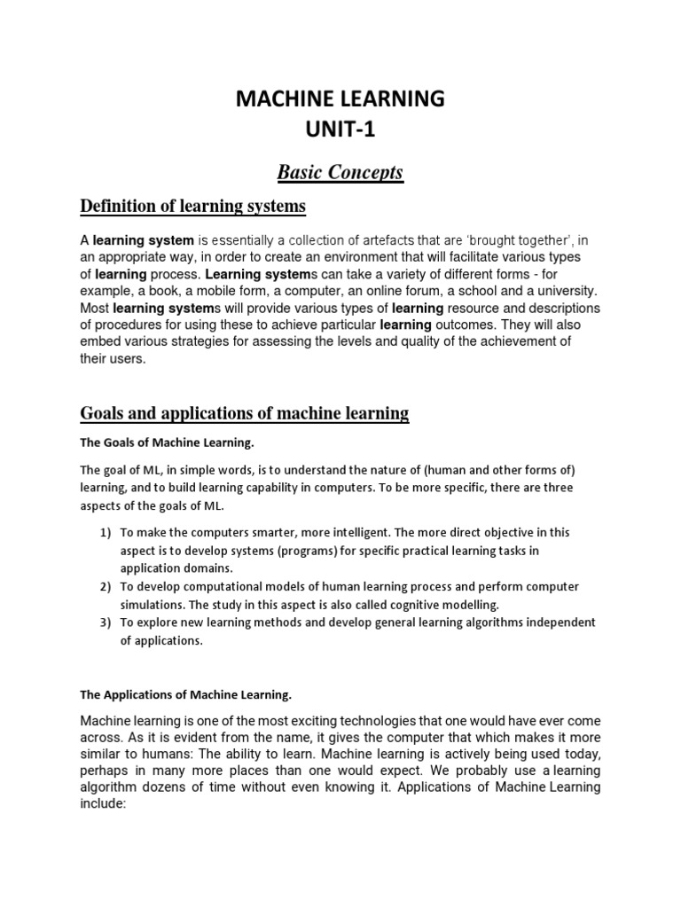 ML Unit 1 Pallav | Download Free PDF | Statistical Classification | Machine Learning