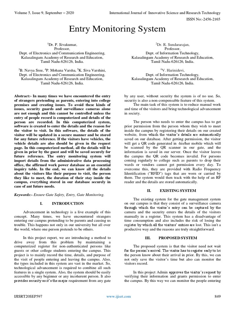 Entry Monitoring System | PDF | Qr Code | Php