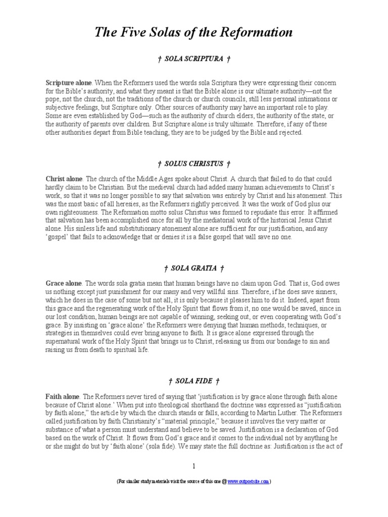 The Five Solas of the Reformation: An Explanation of the Key ...