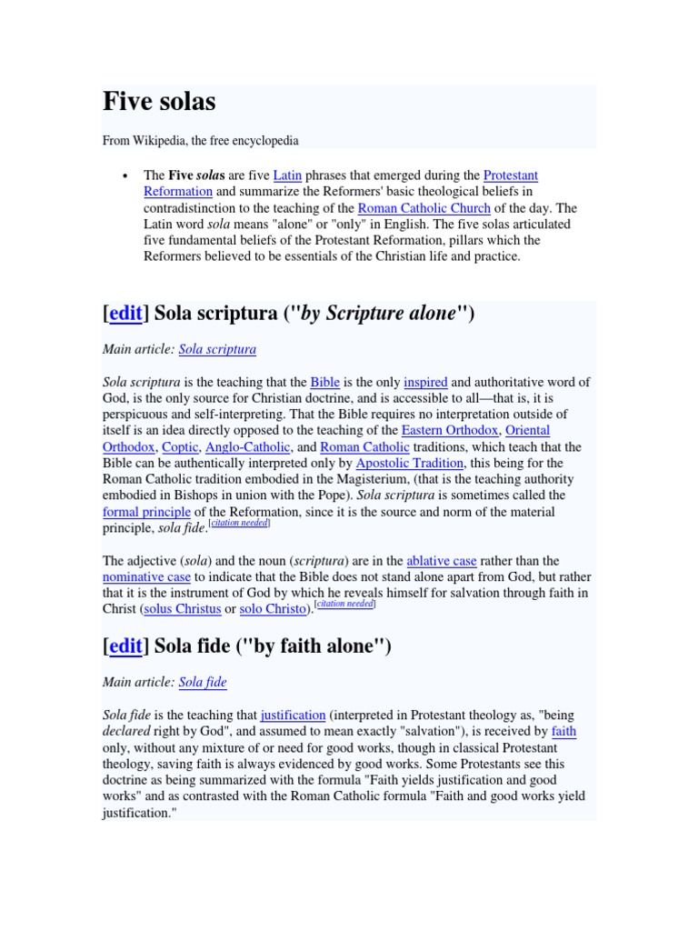 Five Solas: Sola Scriptura ("By Scripture Alone") | PDF | Justification ...