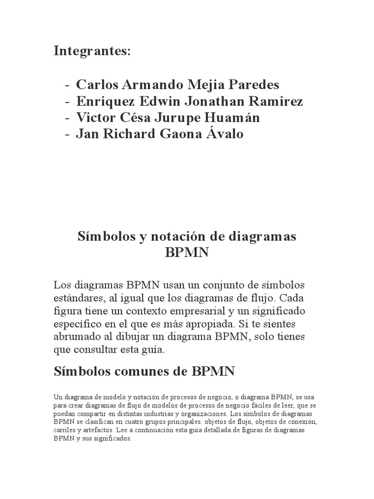 Símbolos y Notación de Diagramas BPMN | PDF | Procesos de negocio ...