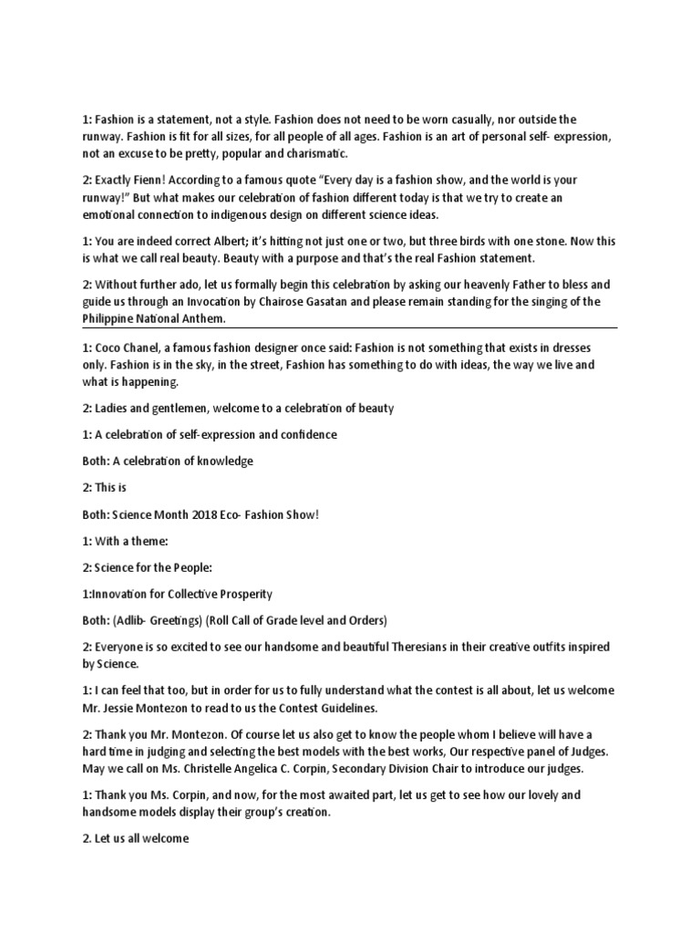 Script For Eco-Fashion | PDF | Fashion