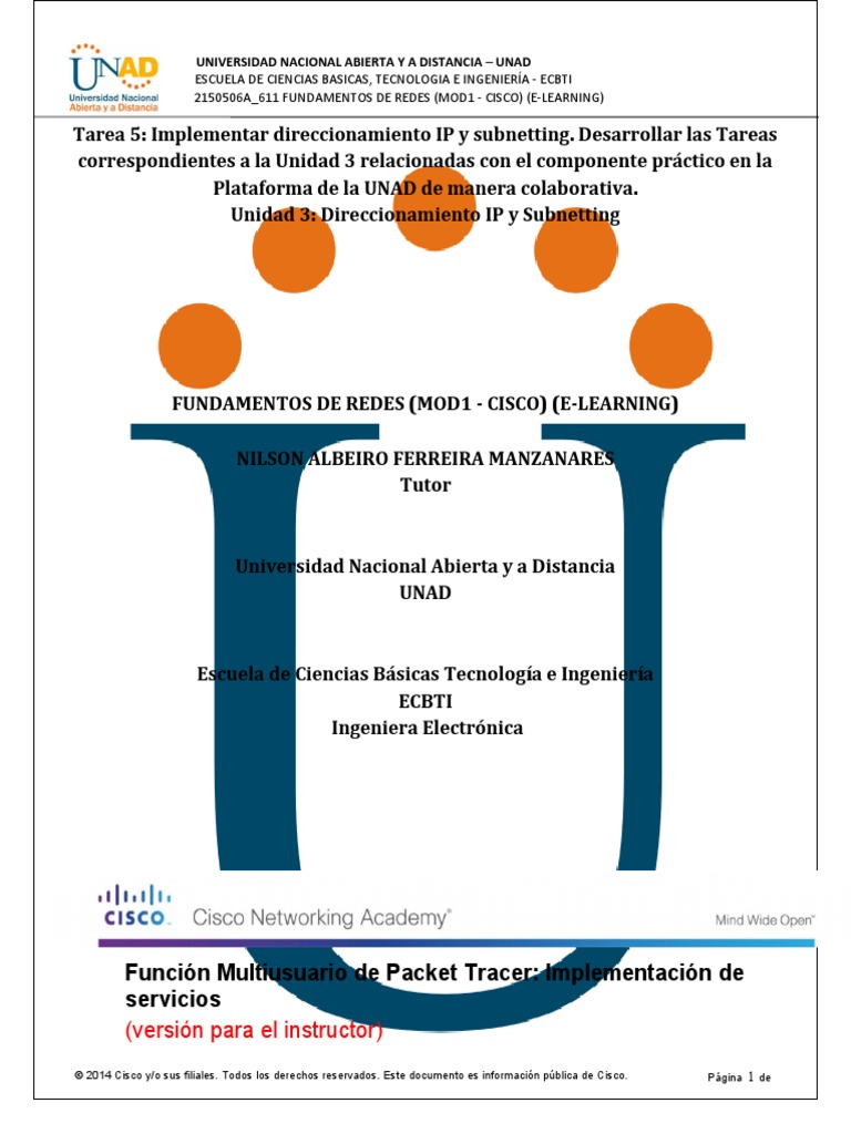 10.4.1.3 Packet Tracer Multiuser - Implement Services Instructions IG | PDF | Dirección IP ...