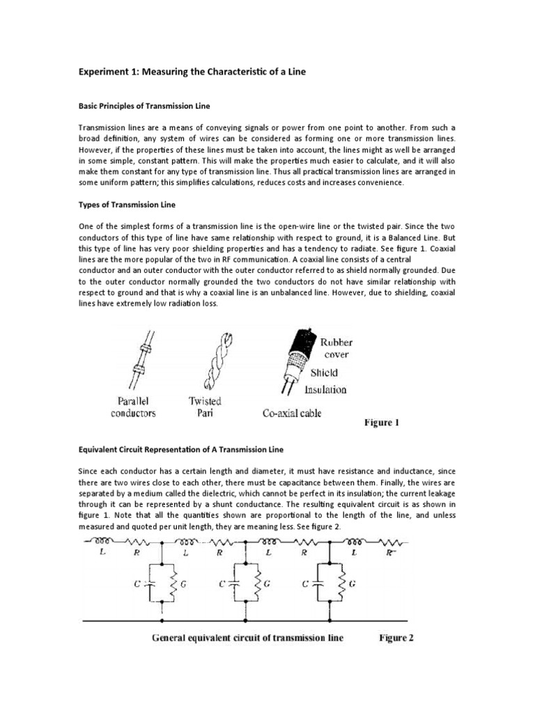 Experiment 1 - Measuring The Characteristics of A Line | PDF ...