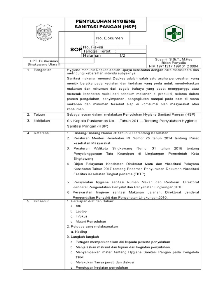 Sop Penyuluhan HSP | PDF