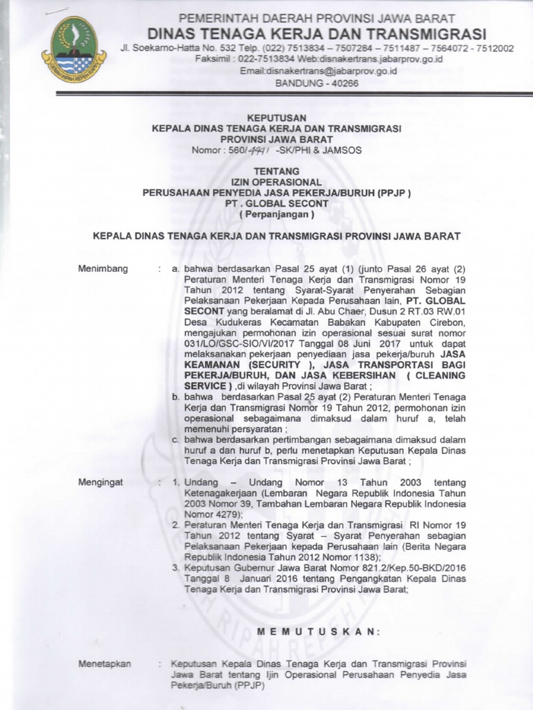 5.2 Izin Disnaker Jawa Barat New | PDF