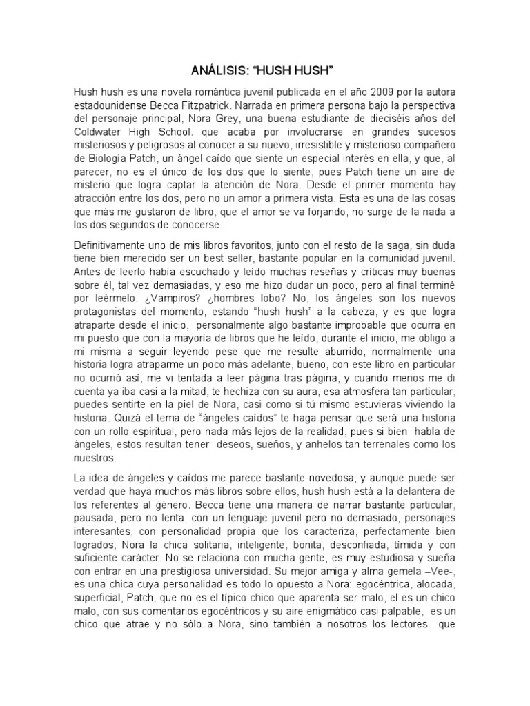 Análisis Hush Hush | PDF