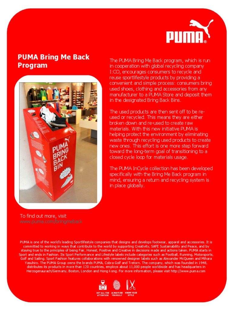 PUMA Bring Me Back Program | PDF | Recycling | Economy And The Environment
