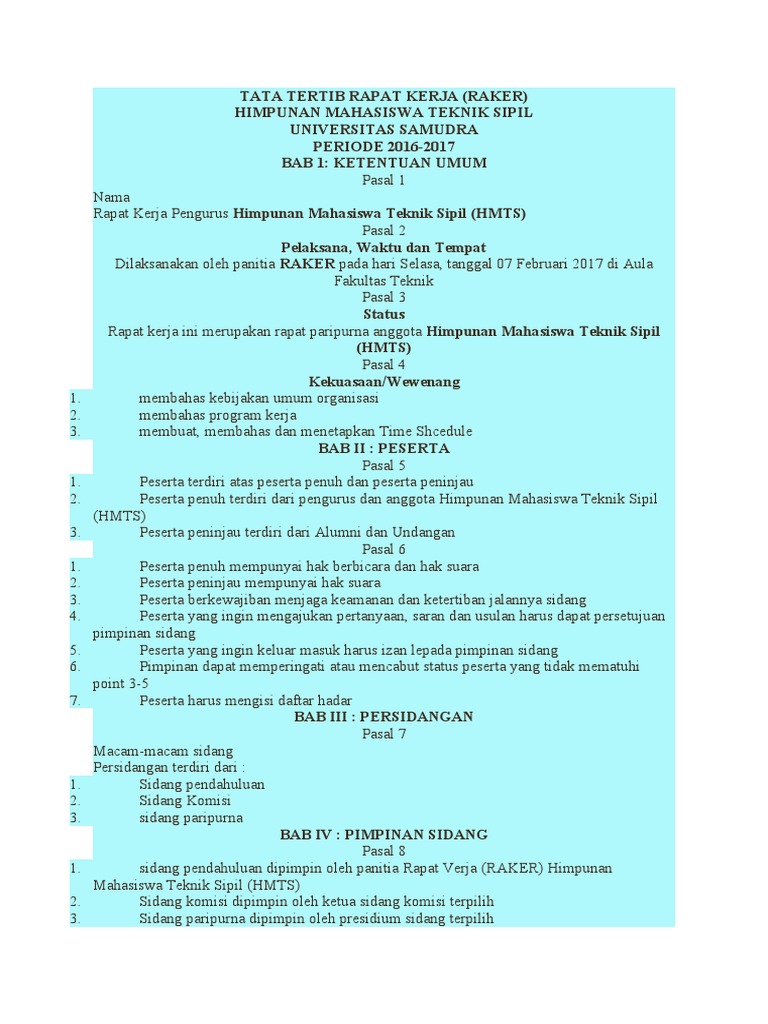 Tata Tertib Rapat Kerja | PDF