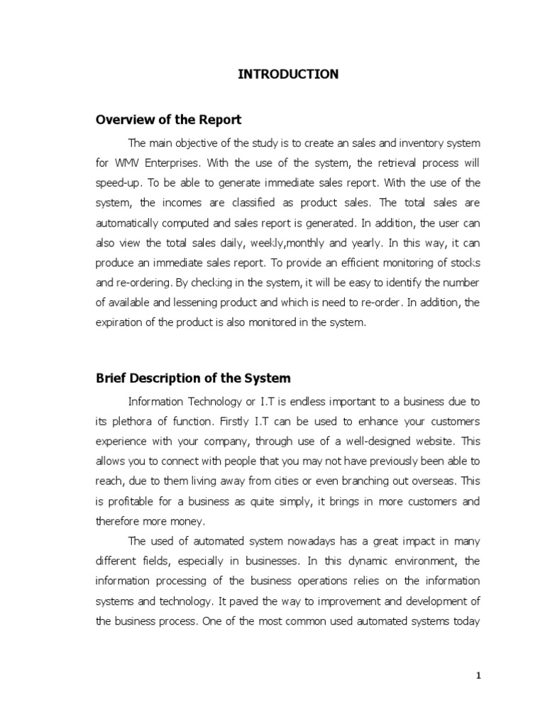 To Be Able To Generate Immediate Sales Report. With The Use of The ...