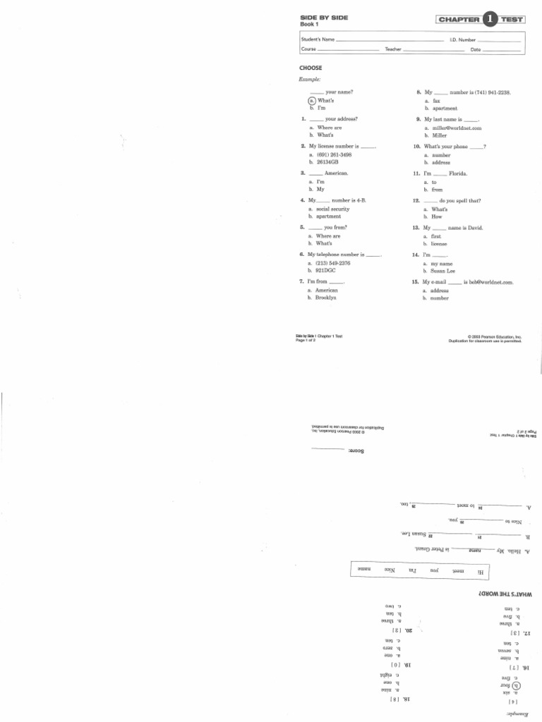 Side by Side 1 Testing Program | PDF