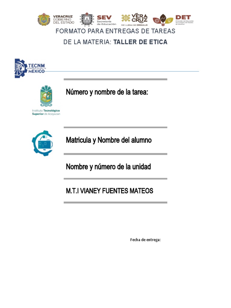 Formato de Entrega de Tareas | PDF