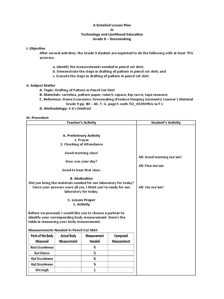 Grade 9 Dressmaking: Skirt Pattern Drafting | PDF | Waist | Skirt