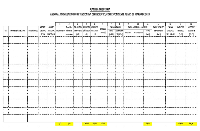 Planilla Imprimir | PDF