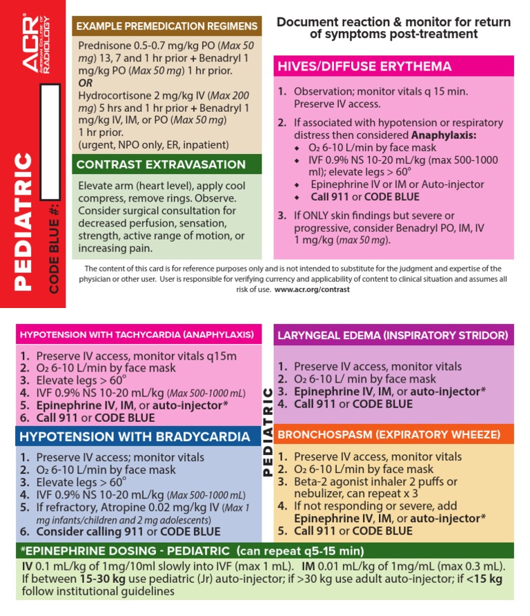 Pediatric Contrast Reaction Protocol | PDF | Rtt | Medical Specialties