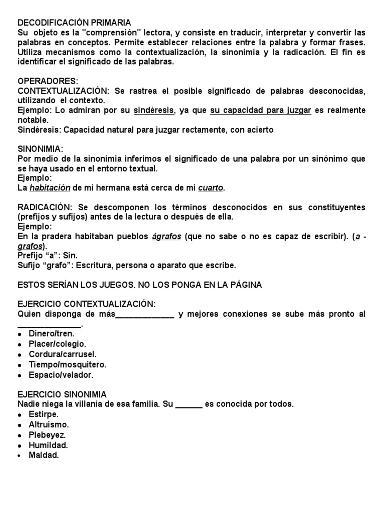 Decodificacion Primaria | PDF | Artes del Lenguaje y Comunicación