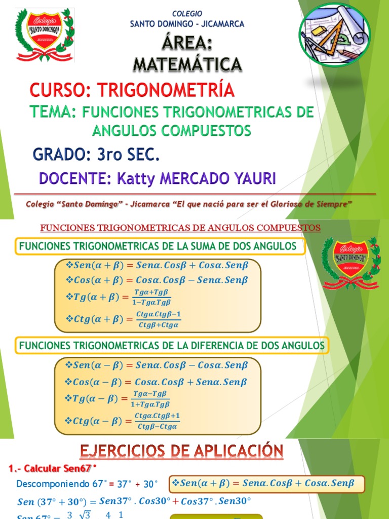 Funciones Trigonometricas de Angulos Compuestos PDF | PDF