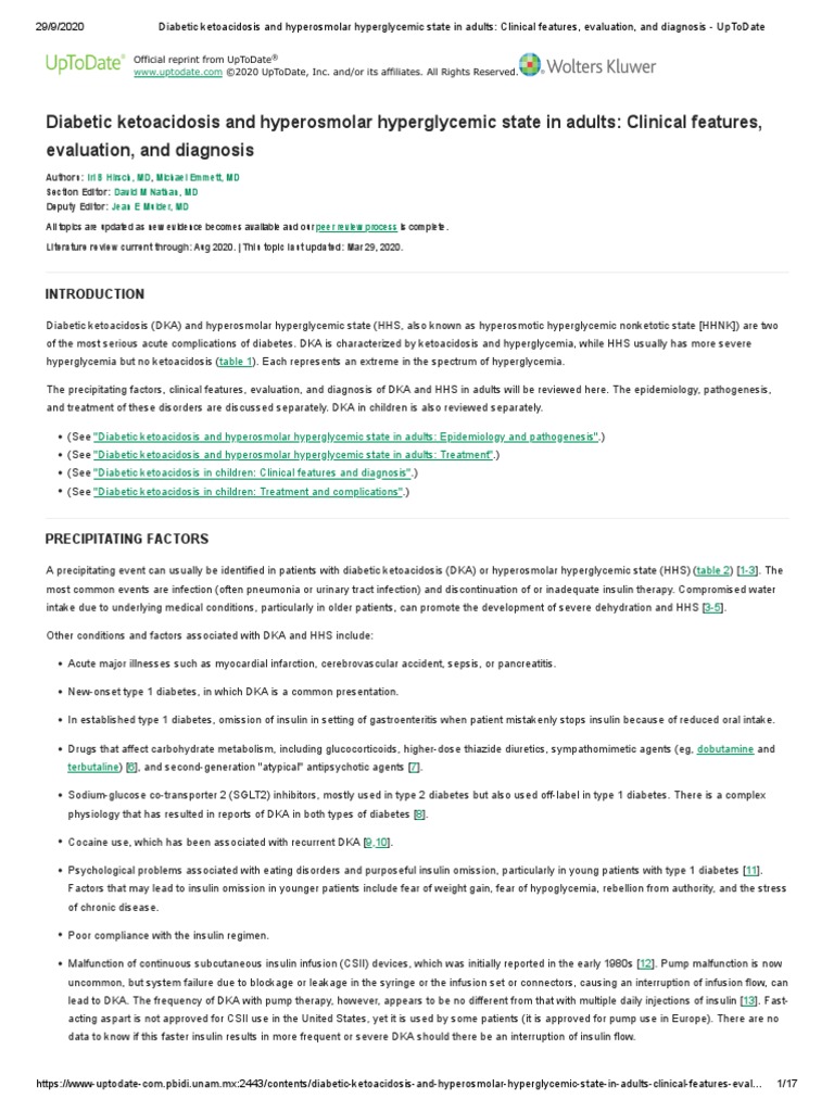 Diabetic Ketoacidosis and Hyperosmolar Hyperglycemic State in Adults ...