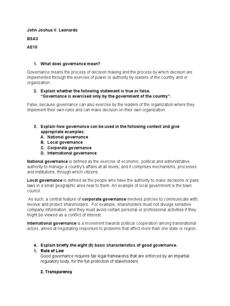 Understanding Governance Principles | PDF | Governance | Good Governance