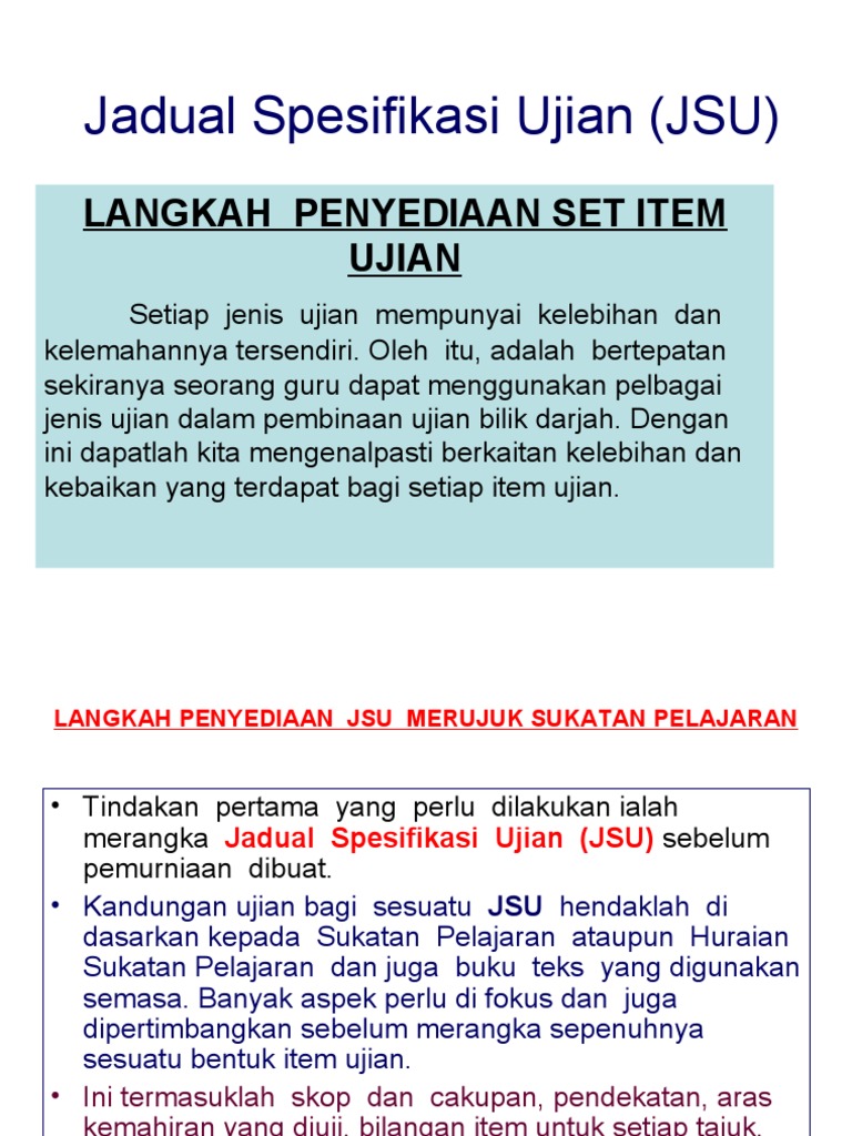 Jadual Spesifikasi Ujian (JSU) | PDF
