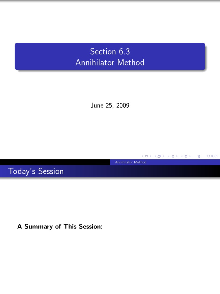 Annihilator Approach | PDF | Polynomial | Equations