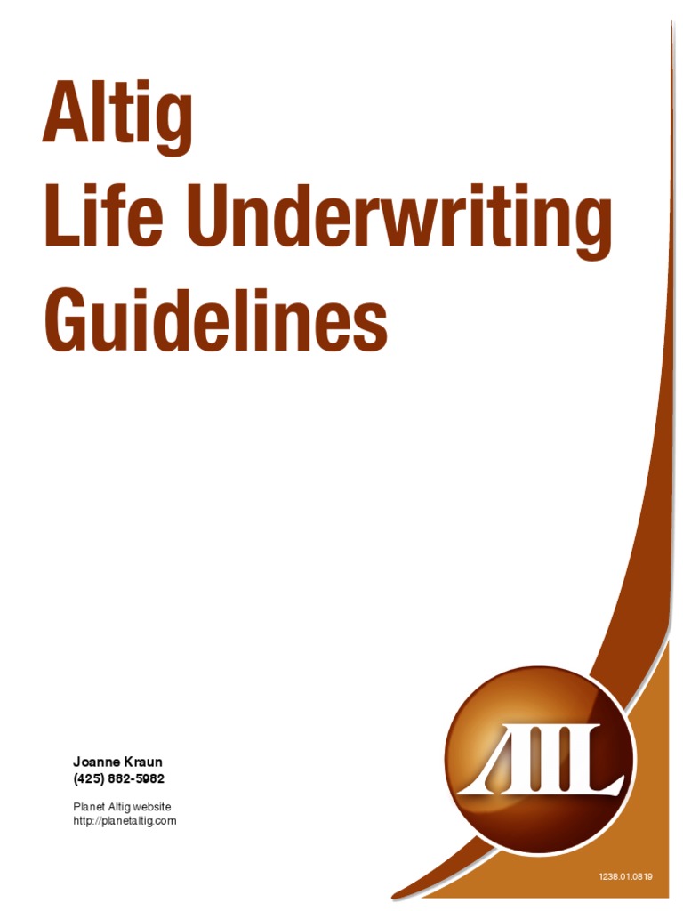 Altig Life Underwriting Guidelines | PDF | Respiratory Diseases | Rtt