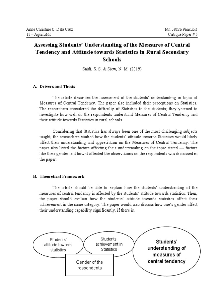 Critique Paper Sample | PDF | Attitude (Psychology) | Statistics