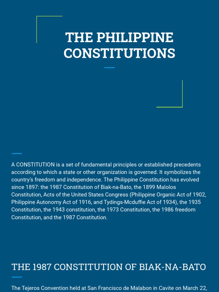 Overview of Philippine Constitutions | PDF | President Of The ...