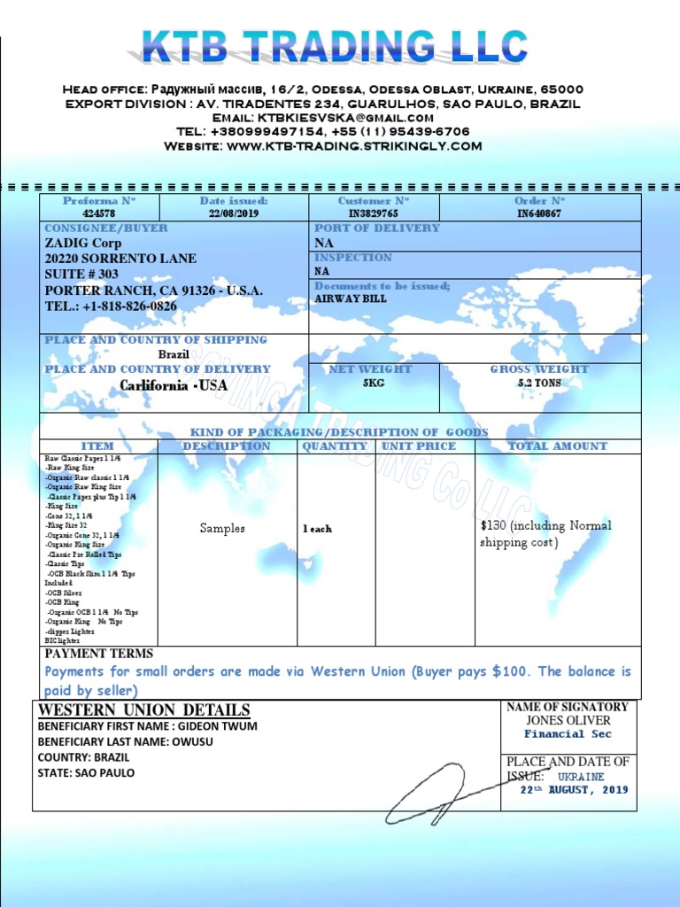 PROFORMA INVOICE (RAW Samples) 1 | PDF | Pro Forma | Market (Economics)