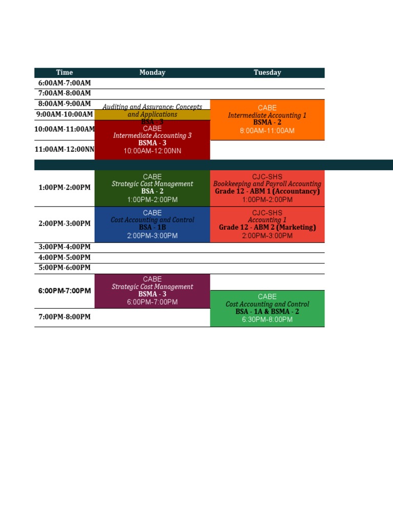 Weekly Class Schedules | PDF | Financial Economics | Economies