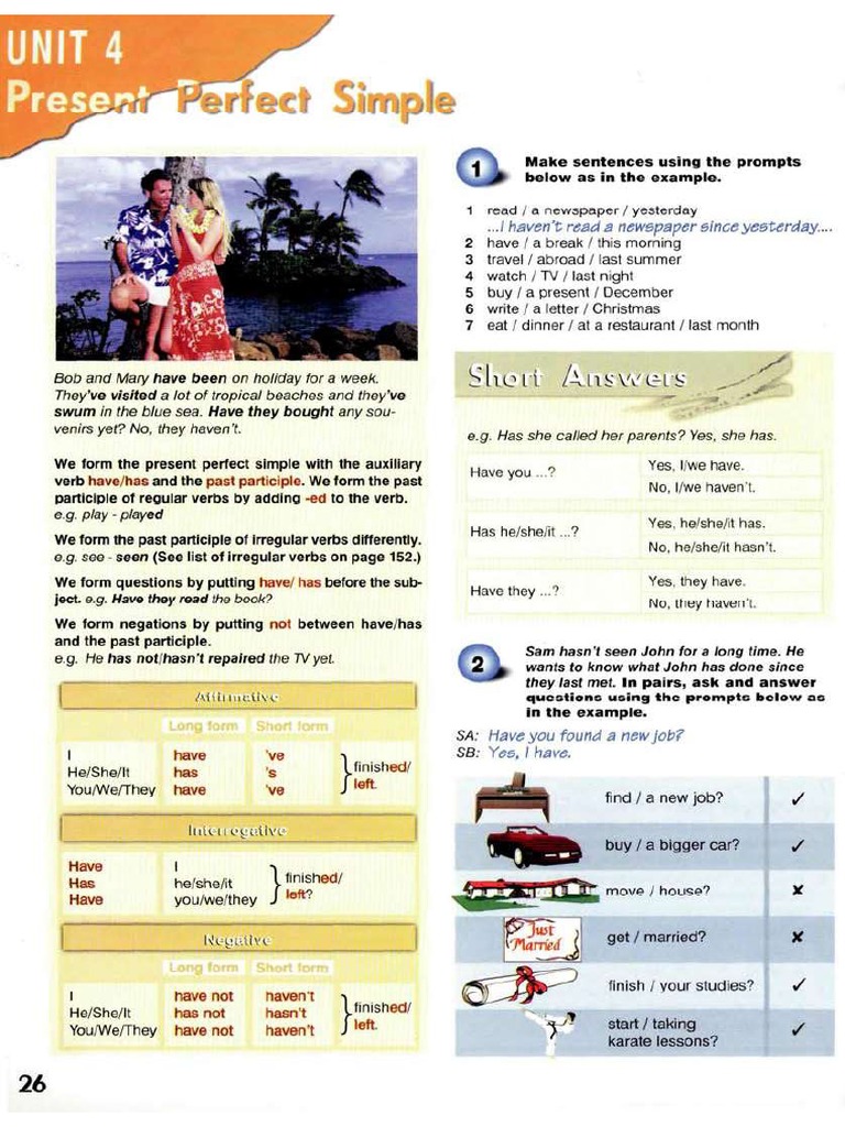 G2 - Past Simple vs. Present Perfect Simple | PDF