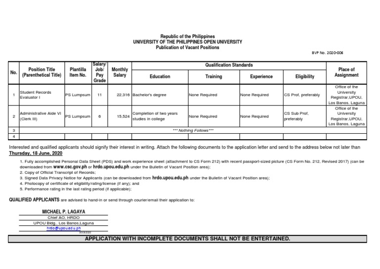 Application With Incomplete Documents Shall Not Be Entertained | PDF ...