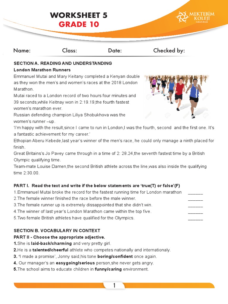 Grade 10: Worksheet 5 | PDF