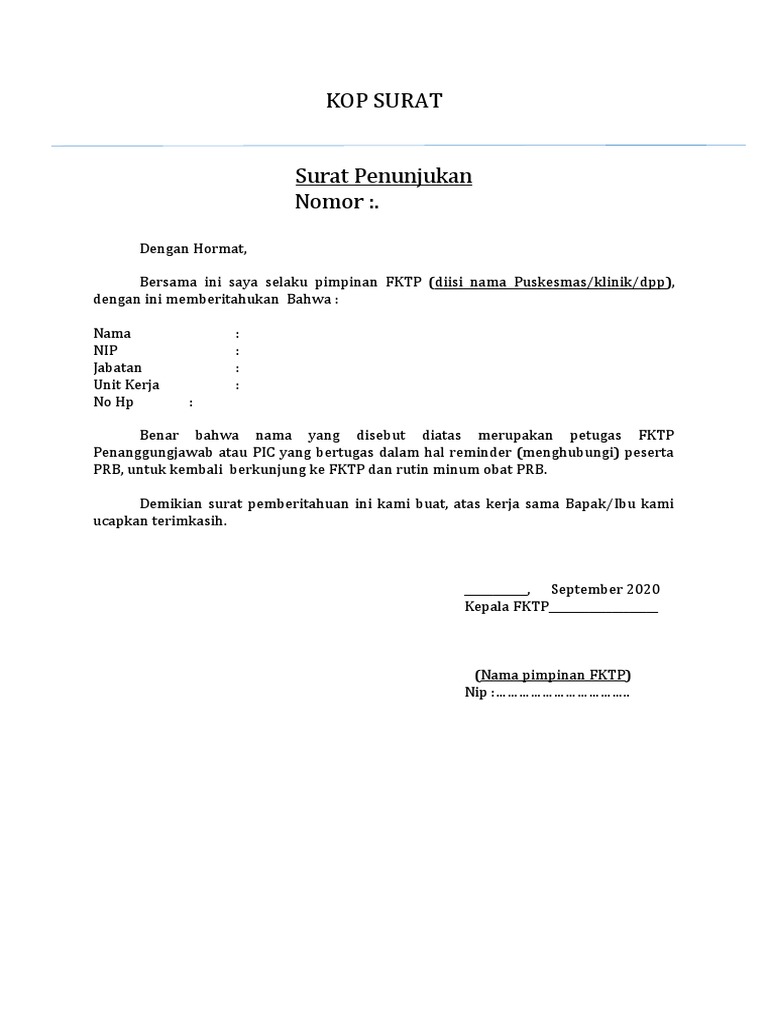 Surat Penunjukan Pic PRB | PDF