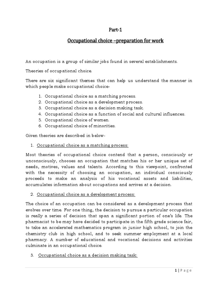 Occupational Choice | PDF | Entrepreneurship | Occupational Stress