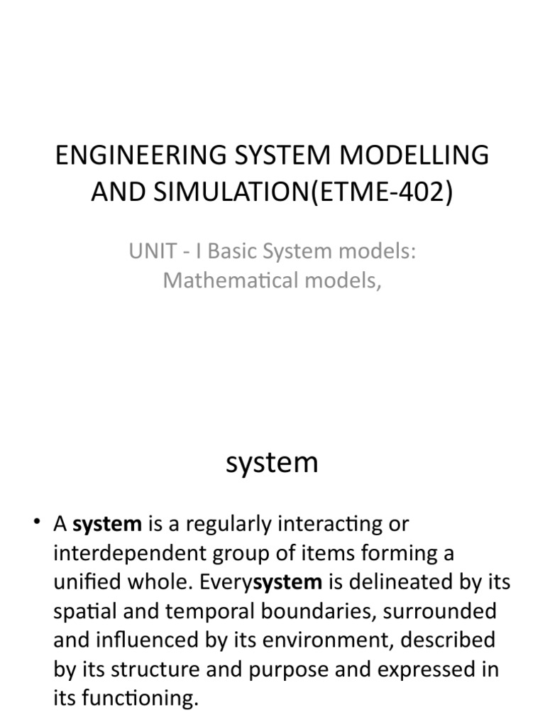 Engineering System Modelling and Simulation (Etme-402) | PDF ...