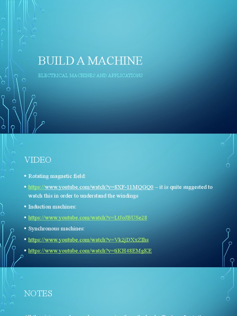 Build A Machine: Electrical Machines and Applications | PDF