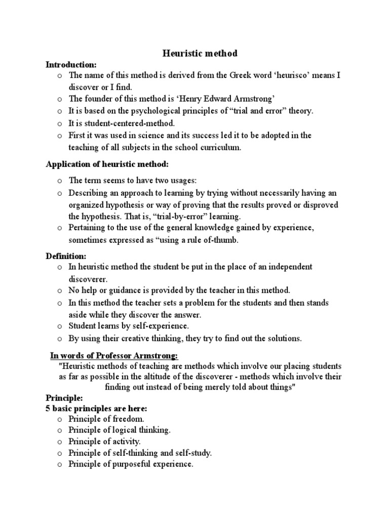 Exploring the Heuristic Method: A Student-Centered Approach to Problem ...