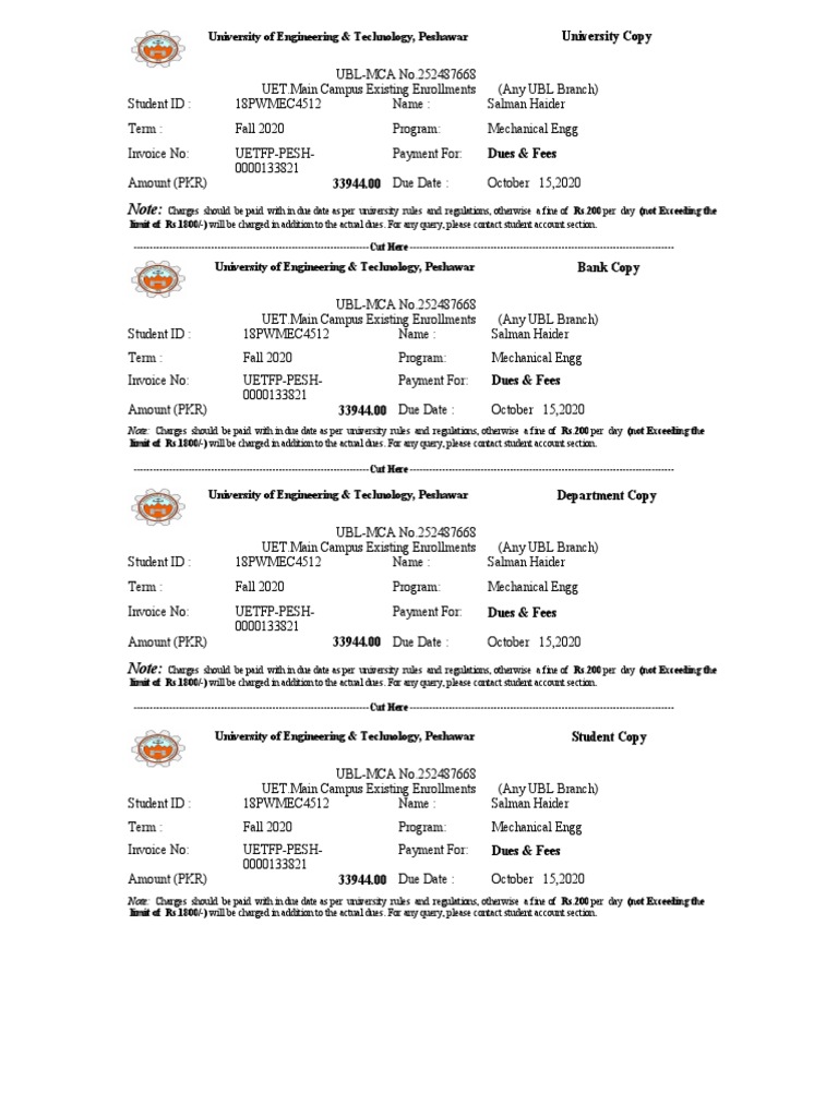 Fee Slip PDF | PDF | Fee | Services (Economics)