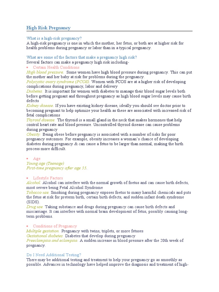 High Risk Pregnancy | PDF | Obstetrics | Pregnancy